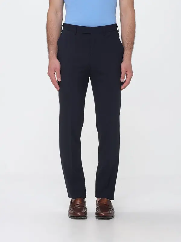 PT TORINO Wool Blend Tailored Trousers - Navy
