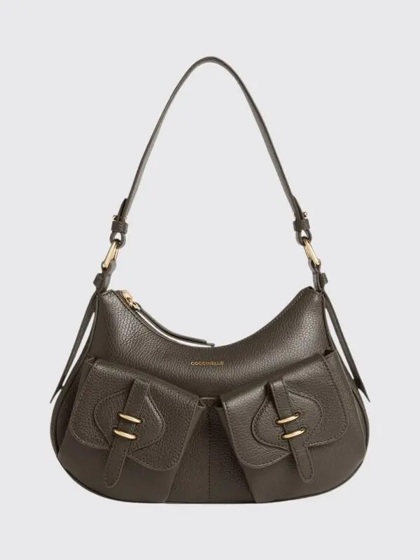 COCCINELLE Mavery Grained Leather Shoulder Bag - Grey