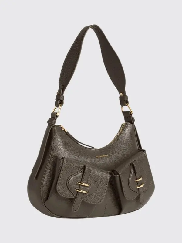 COCCINELLE Mavery Grained Leather Shoulder Bag - Grey