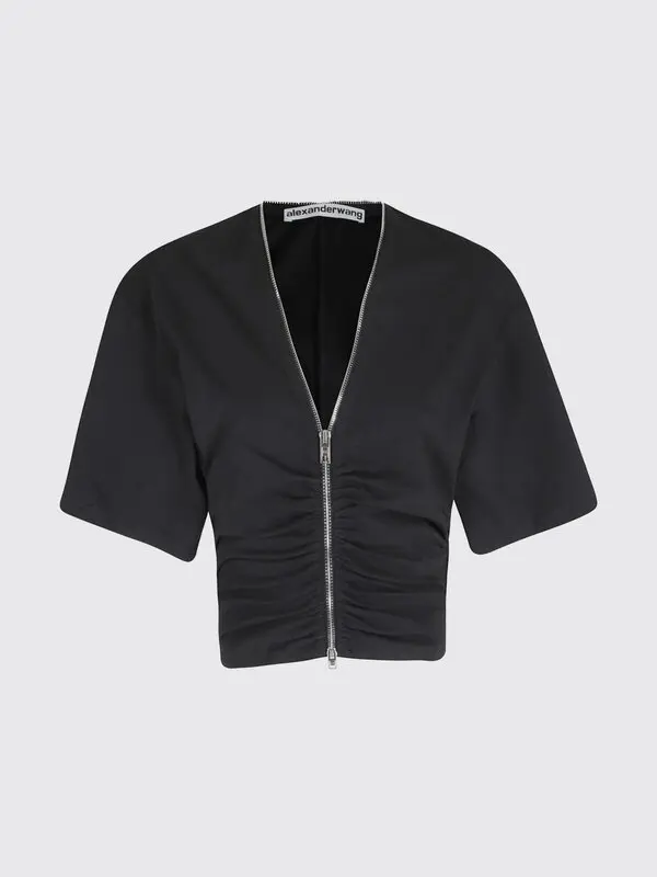 Alexander Wang Cropped Cotton Top With Ruched Waist