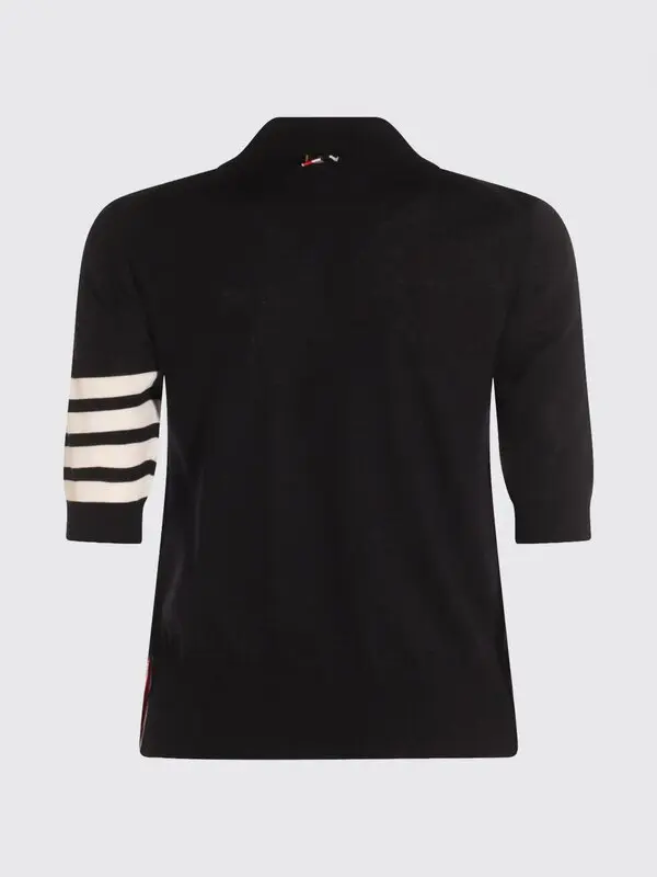 Thom Browne Slim Fit Virgin Wool 4-bar Stripe Knitted Polo Shirt - Navy