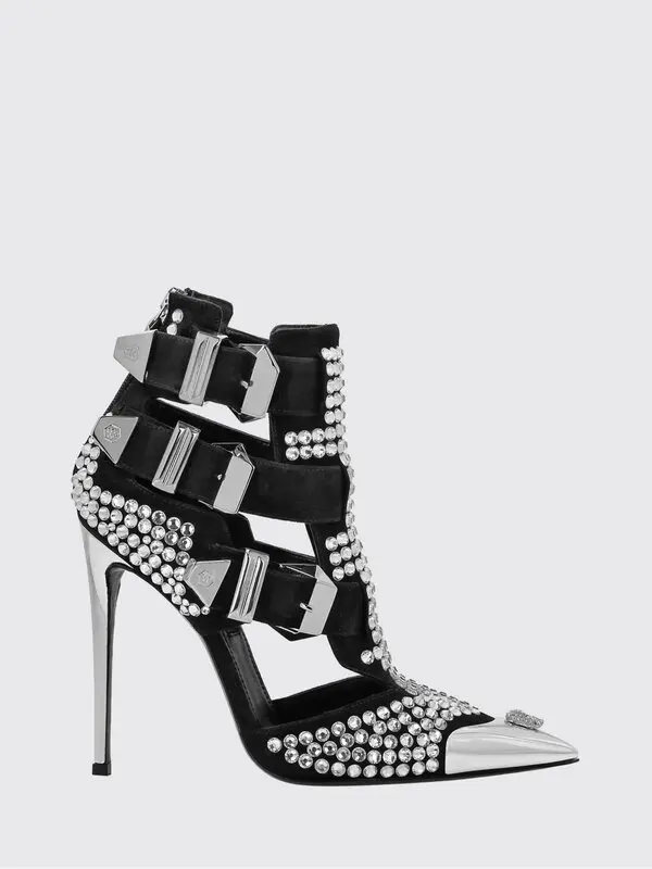 Philipp Plein Embellished Suede Pumps With Stiletto Heel - Silver