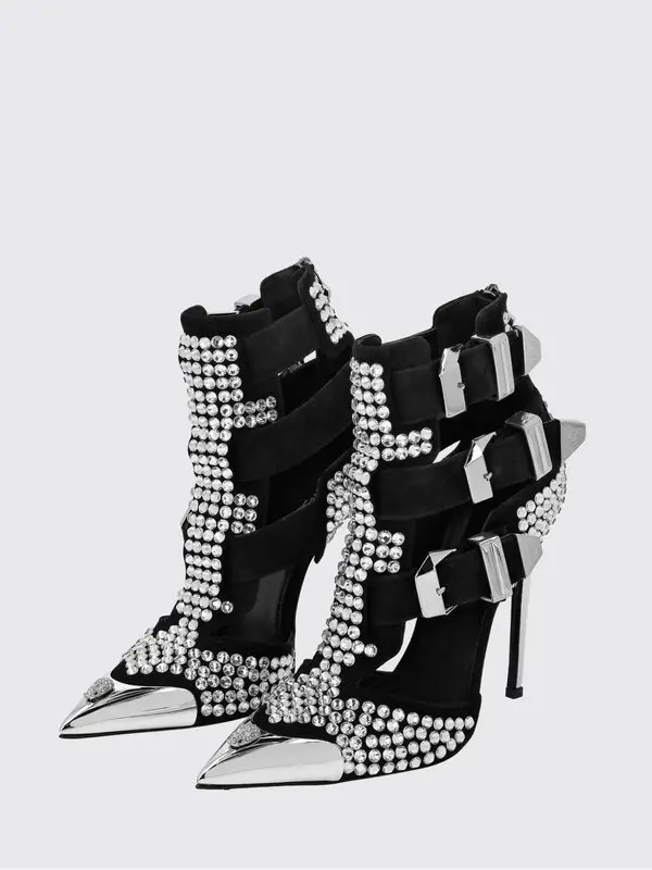 Philipp Plein Embellished Suede Pumps With Stiletto Heel - Silver