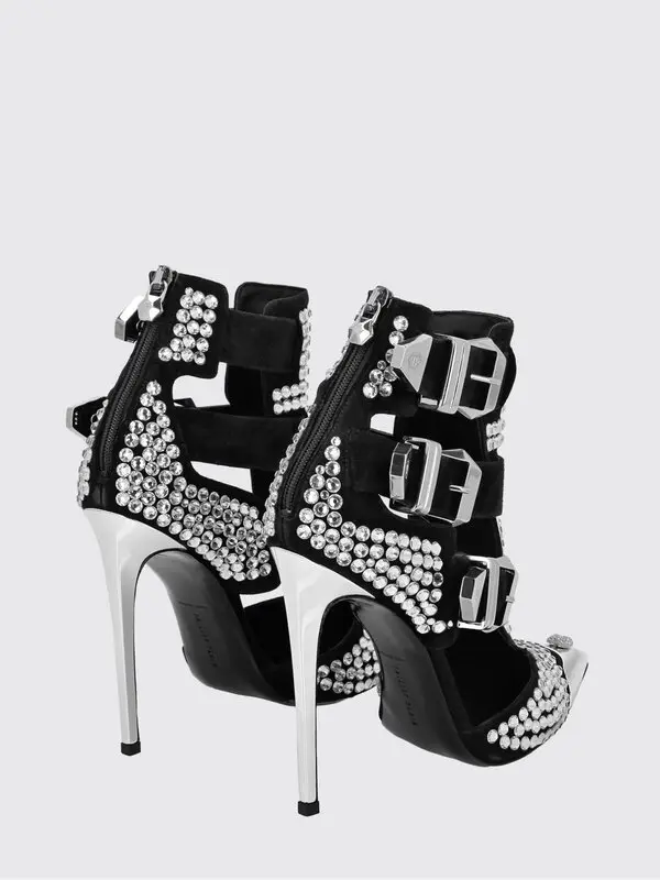 Philipp Plein Embellished Suede Pumps With Stiletto Heel - Silver