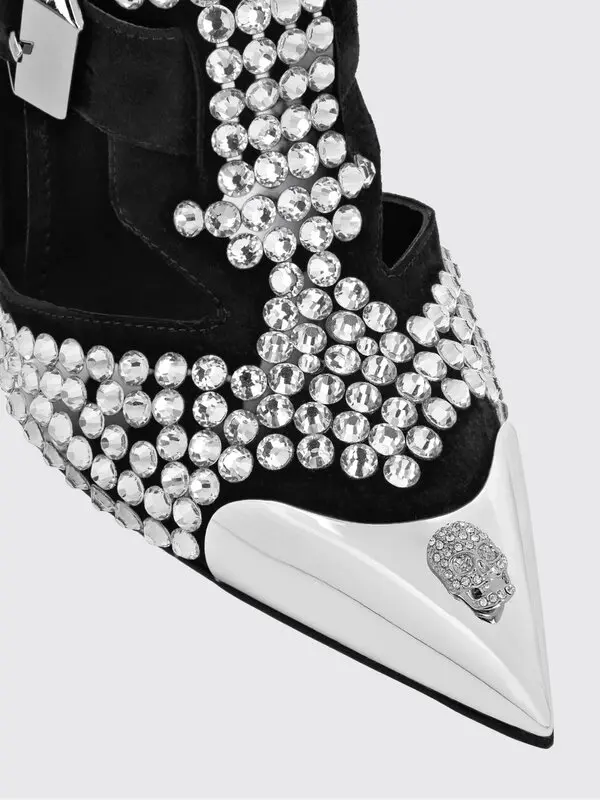 Philipp Plein Embellished Suede Pumps With Stiletto Heel - Silver