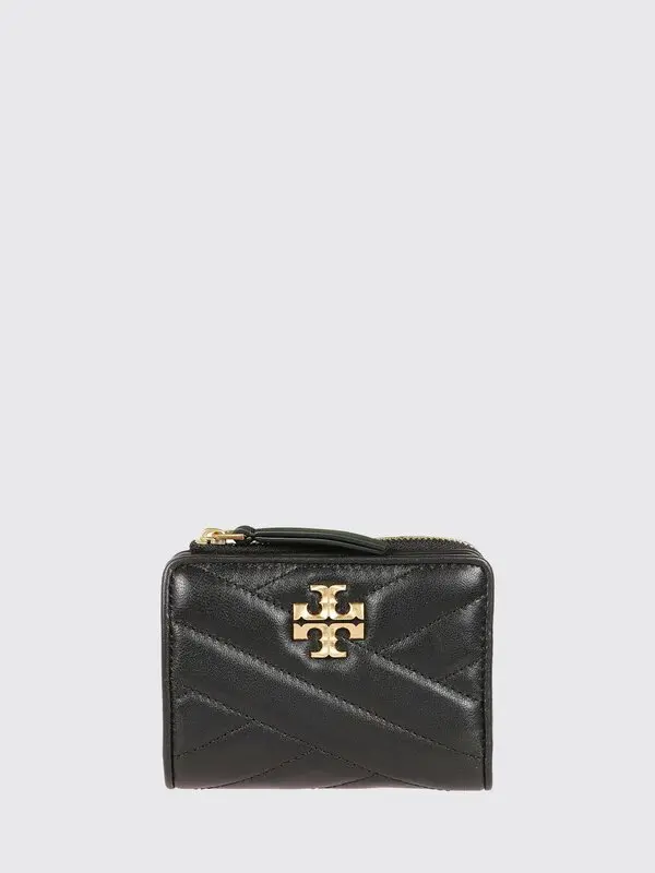 Tory Burch Kira Quilted Nappa Wallet With Double T Metal Logo - Black