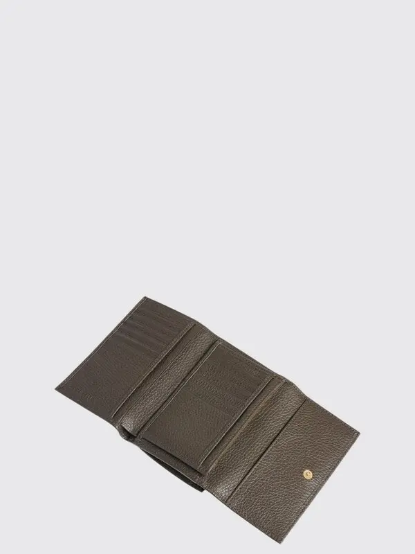 COCCINELLE Metallic Soft Tri-fold Grained Leather Wallet - Green