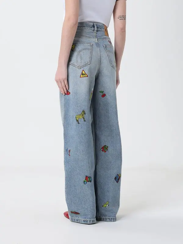 Fiorucci Printed Denim Wide Leg Jeans - Blue