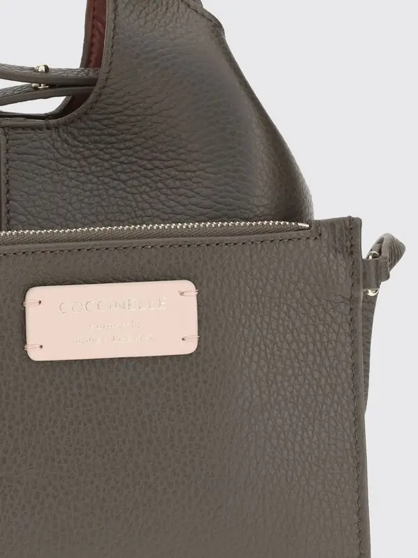 COCCINELLE Textured Leather Shoulder Bag - Mud
