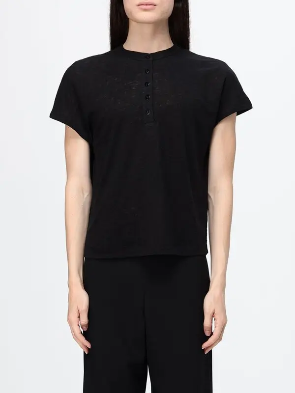 KANGRA Crewneck Short-sleeved T-shirt In Pure Linen - Black