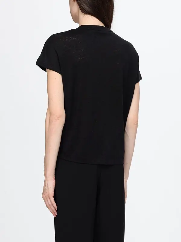KANGRA Crewneck Short-sleeved T-shirt In Pure Linen - Black