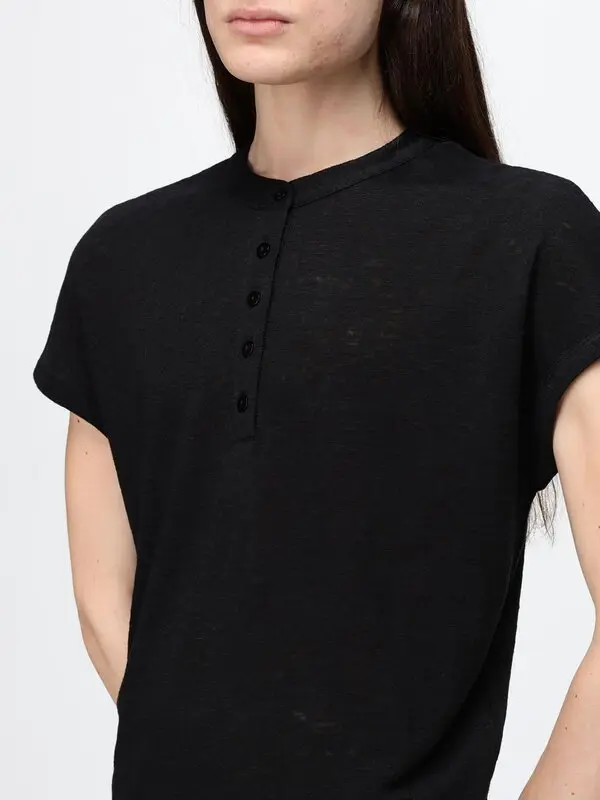 KANGRA Crewneck Short-sleeved T-shirt In Pure Linen - Black