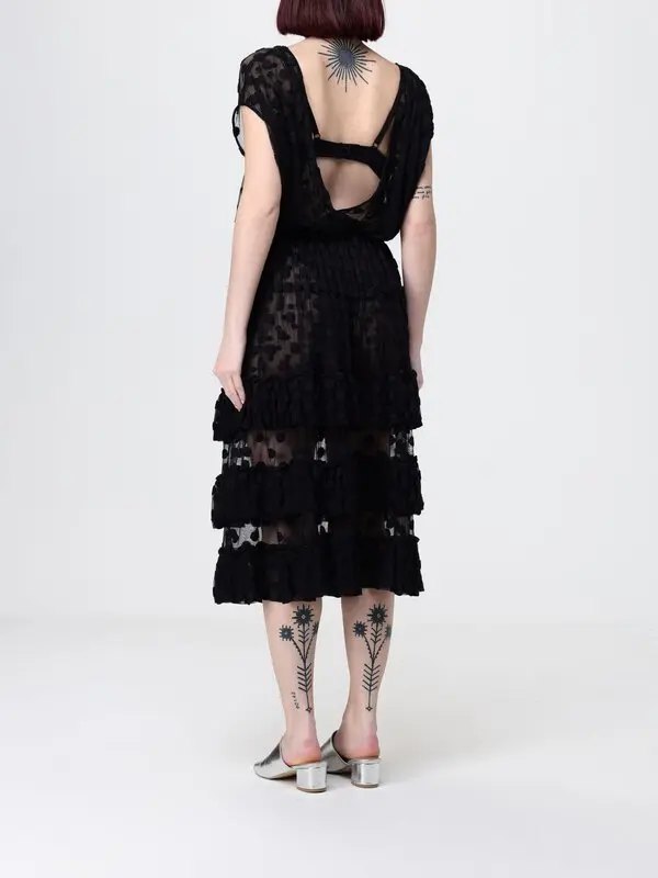 Dries Van Noten Polka Dot Cotton Blend Midi Dress