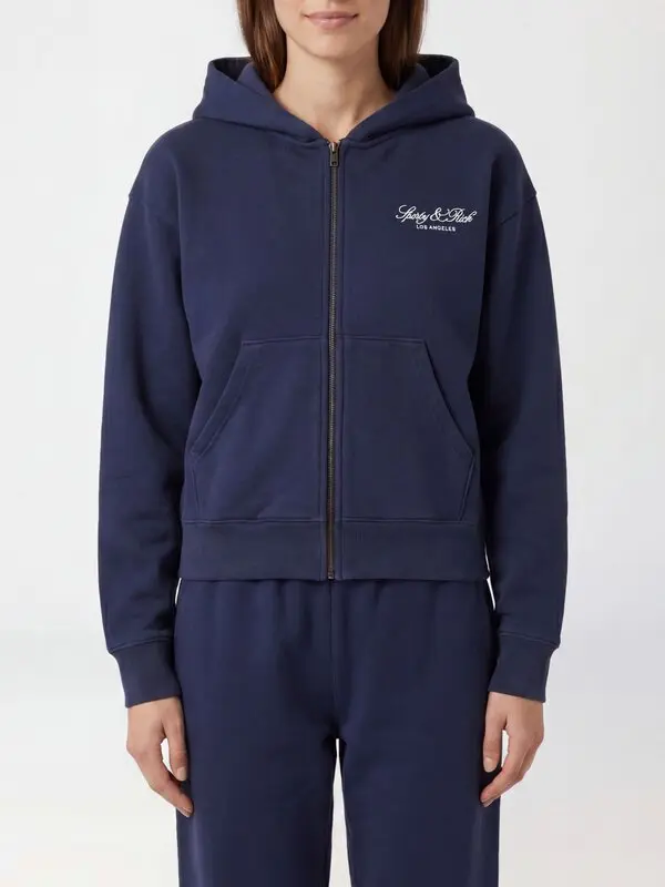 SPORTY & RICH Zip-up Hooded Sweatshirt