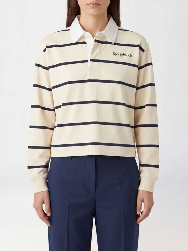 SPORTY & RICH Striped Polo Shirt