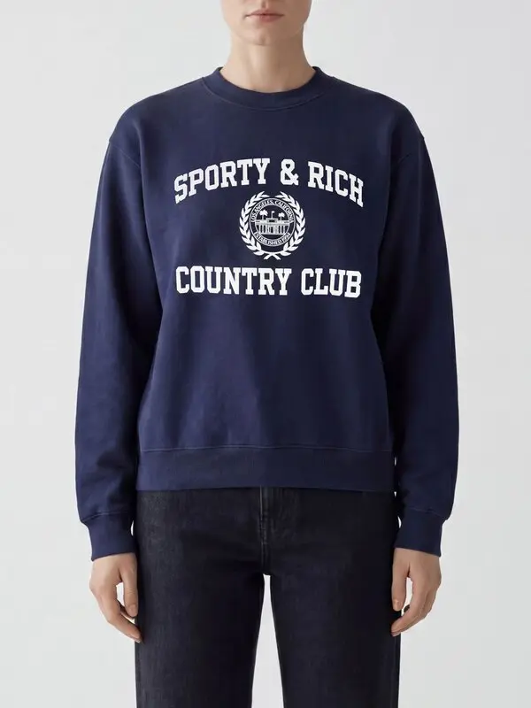 SPORTY & RICH Country Club" Crewneck Sweatshirt - Navy