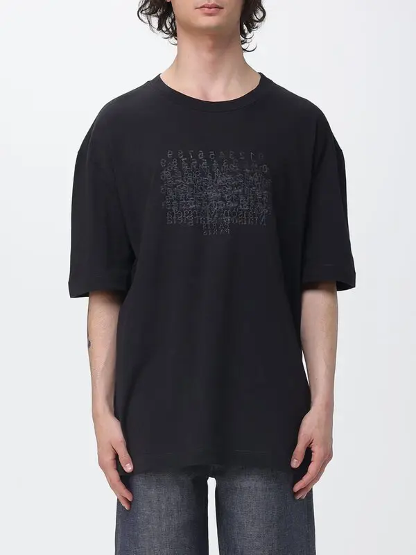 MAISON MARGIELA Embroidered Logo Cotton T-shirt - Black