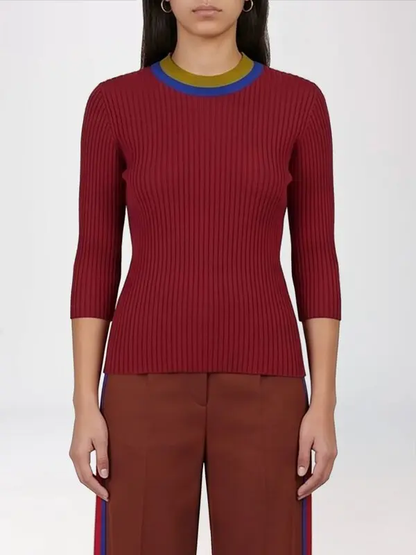 PAULA Paulavalentina Ribbed Crewneck Sweater With Contrast Trim