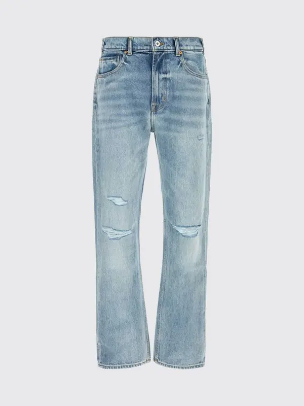 7 For All Mankind Straight Jeans In Distressed Denim