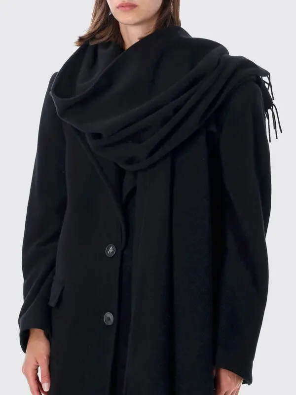 Attico Long Single-breasted Wool And Cashmere Coat With Fringes And Shawl Collar