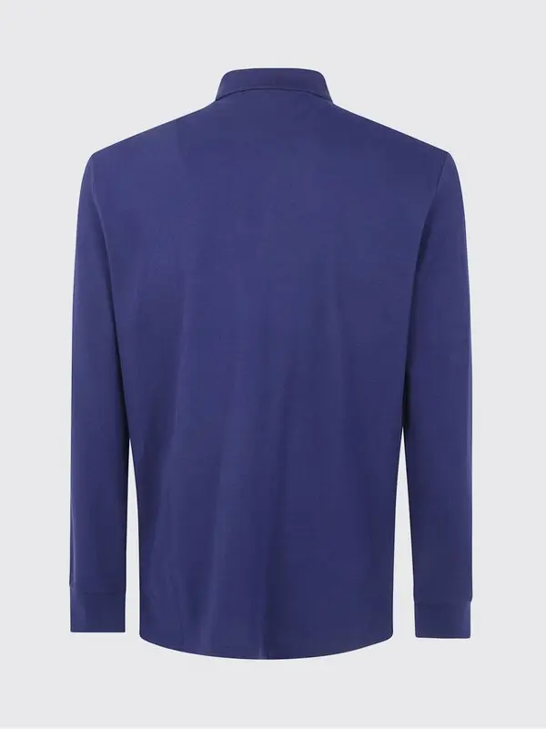 Polo Ralph Lauren Long-sleeved Slim Fit Cotton Polo Shirt - Blue