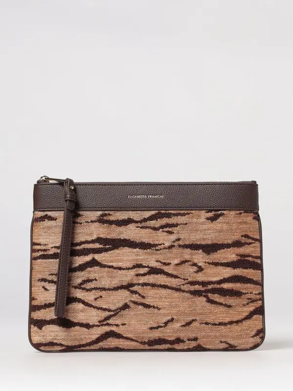 Elisabetta Franchi Animal Print Canvas Pouch