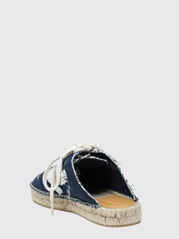 Off-White Arrow Cotton Denim Espadrille Clogs With Logo And Jute Sole