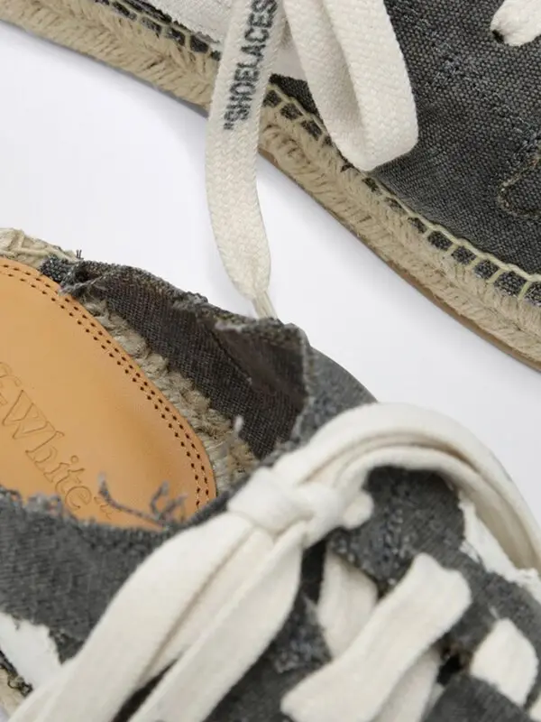 Off-White Arrow Cotton Canvas Espadrille Clogs With Logo And Jute Sole - Black