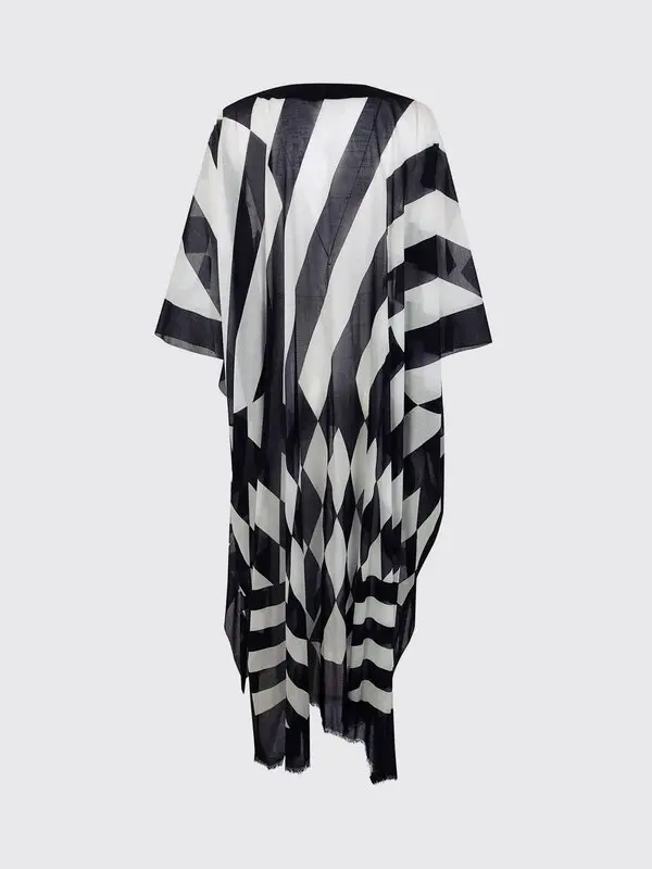 Dries Van Noten Cotton Kaftan Dress With Optical Print - Black