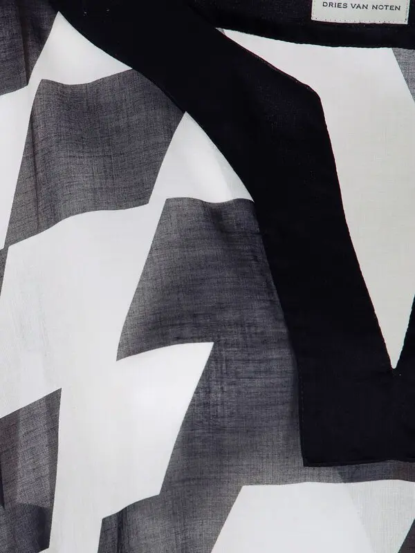 Dries Van Noten Cotton Kaftan Dress With Optical Print - Black