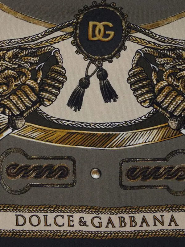 Dolce & Gabbana Graphic Print Silk Scarf With Contrast Logo