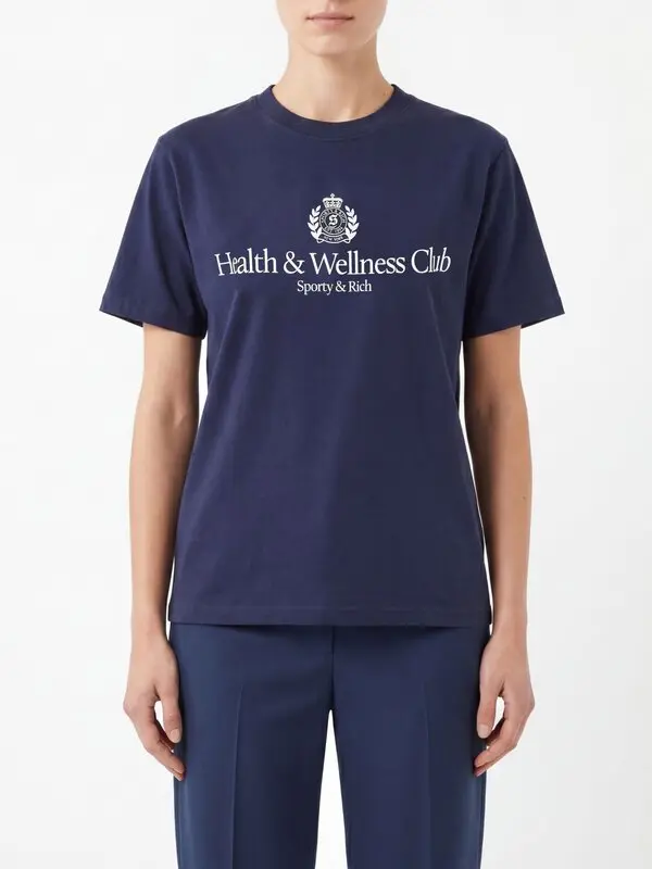 SPORTY & RICH Health & Wellness Club" T-shirt
