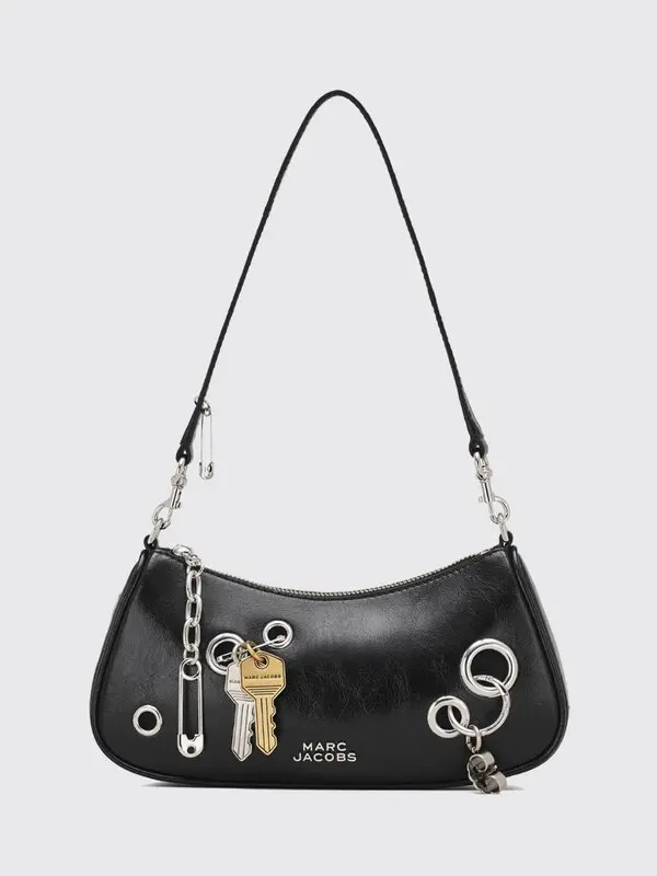 Marc Jacobs Grommet Shoulder Bag In Smooth Leather With Embroidery And Charm