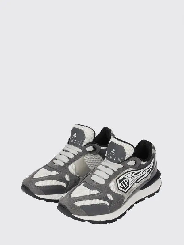 Philipp Plein Leather And Mesh Sneakers - Grey