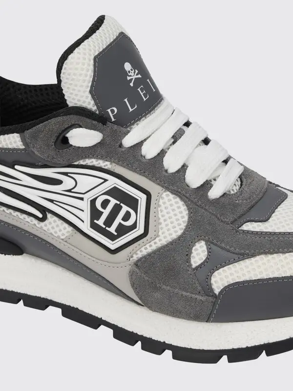 Philipp Plein Leather And Mesh Sneakers - Grey