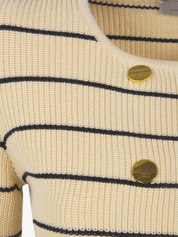 Elisabetta Franchi Striped Viscose Cardigan - Nude