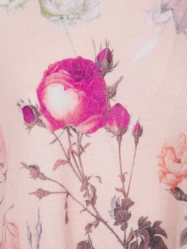 IN BED WITH YOU Floral Linen & Viscose Blend Crewneck Sweater