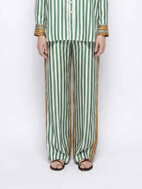 PAULA Silk Twill Striped Trousers
