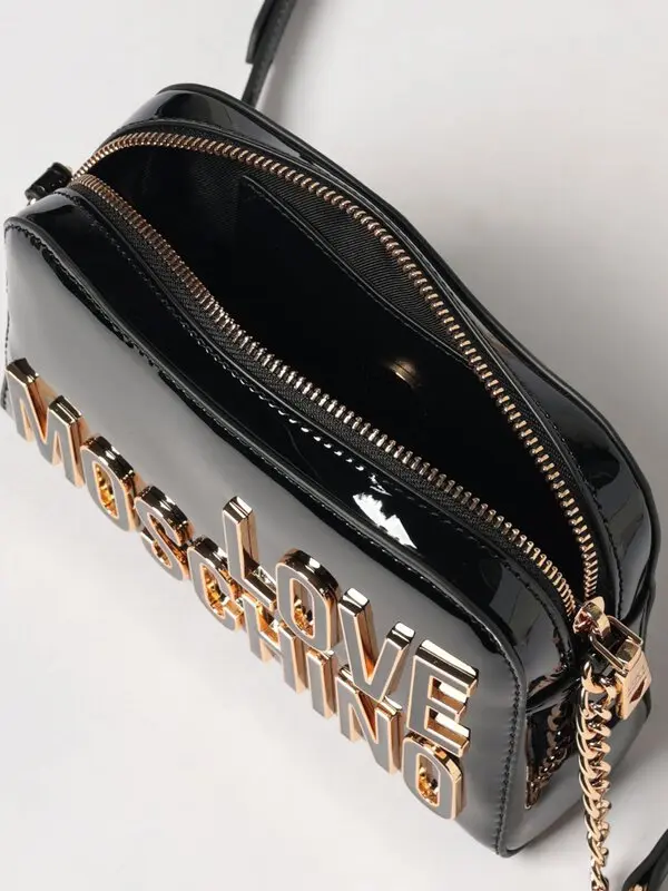 Moschino Patent Leather Bag With Logo - Black
