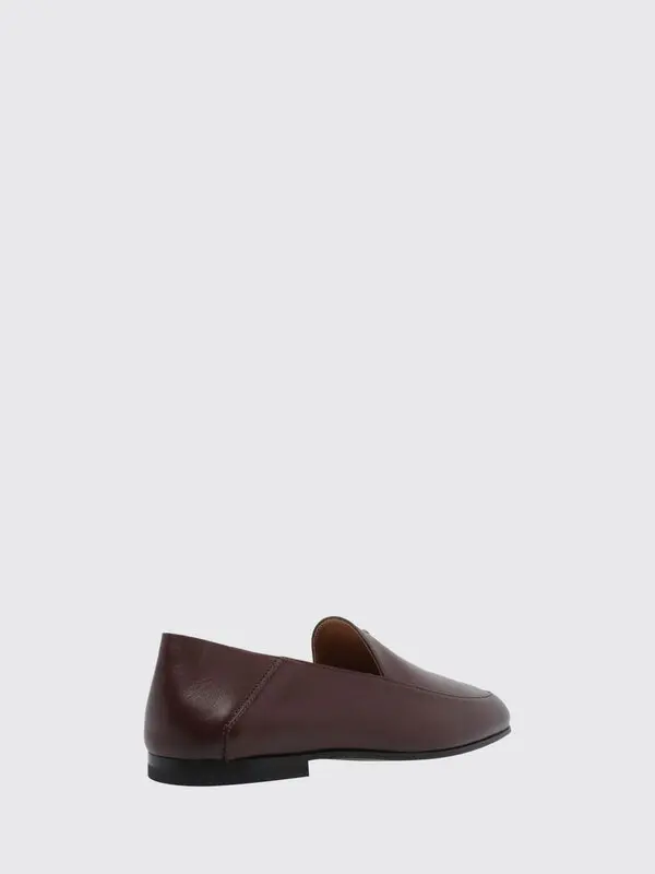 TOD'S Flat Leather Loafers With Metallic Logo - Brown