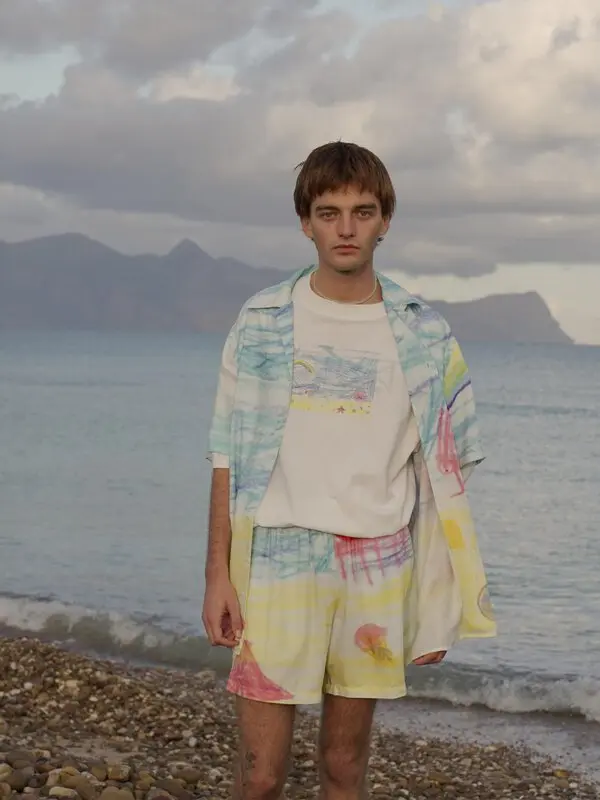 PAURA Graphic Print Button-up Shirt