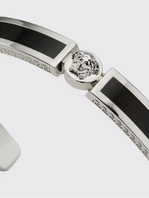 Versace Enameled Brass Bangle Bracelet With Medusa Logo