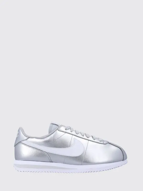 Nike Cortez Laminated Leather Sneakers - Silver