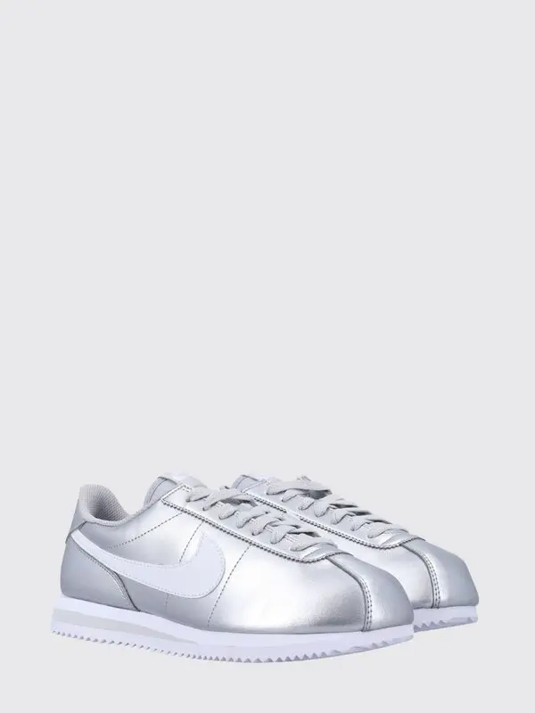Nike Cortez Laminated Leather Sneakers - Silver