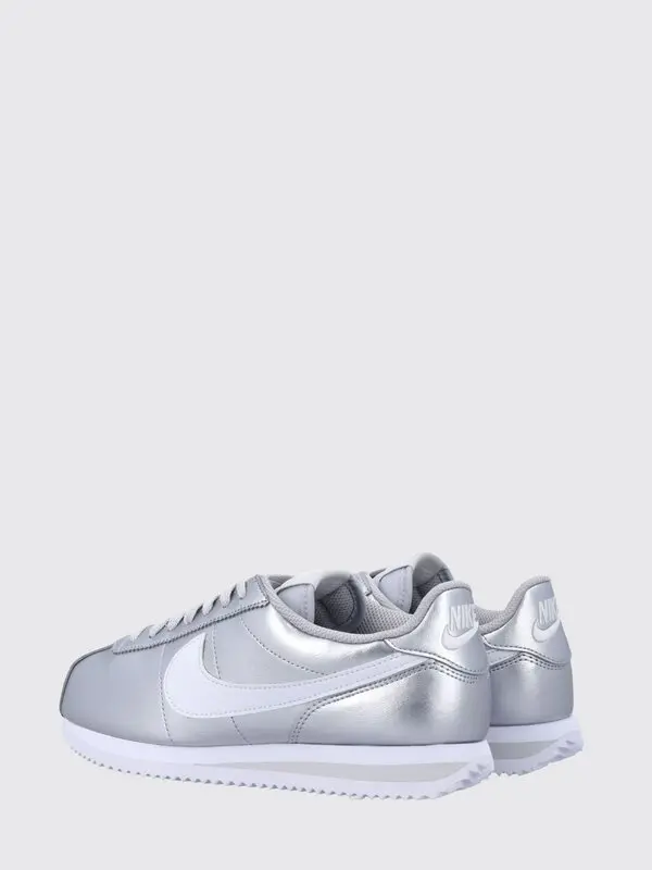 Nike Cortez Laminated Leather Sneakers - Silver
