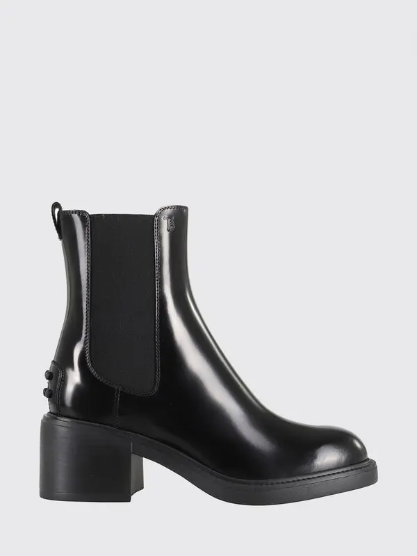 TOD'S Timeless Brushed Leather Chelsea Boots With Medium Heel - Black