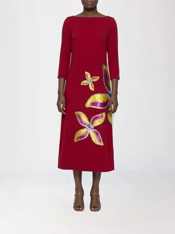 PAULA Crêpe Midi Dress With Floral Embroidery And Sequins