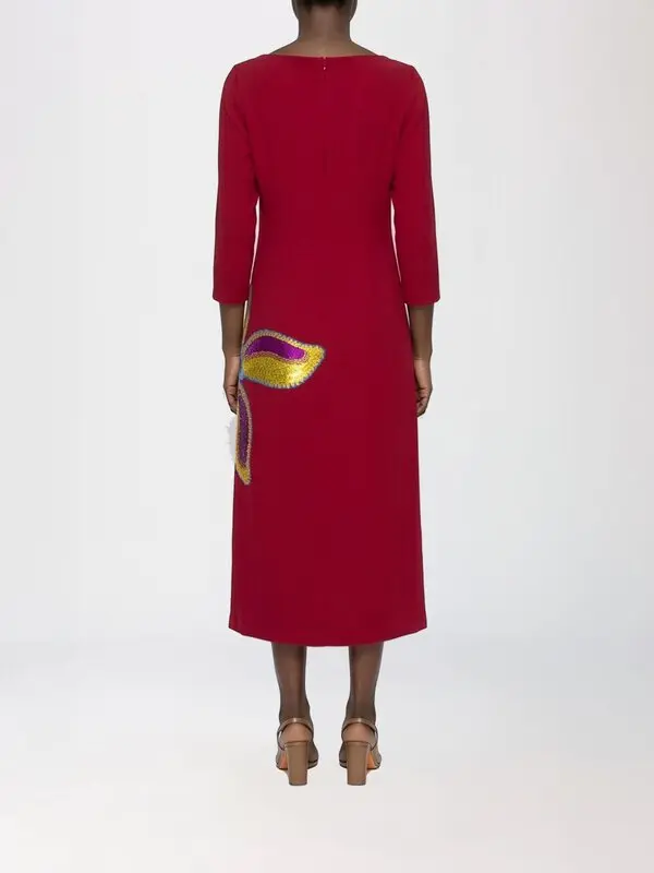 PAULA Crêpe Midi Dress With Floral Embroidery And Sequins