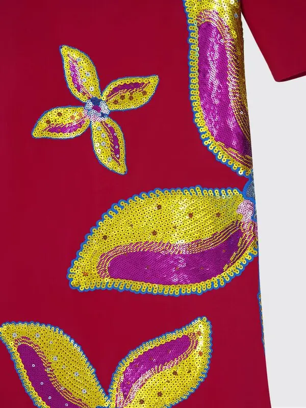 PAULA Crêpe Midi Dress With Floral Embroidery And Sequins