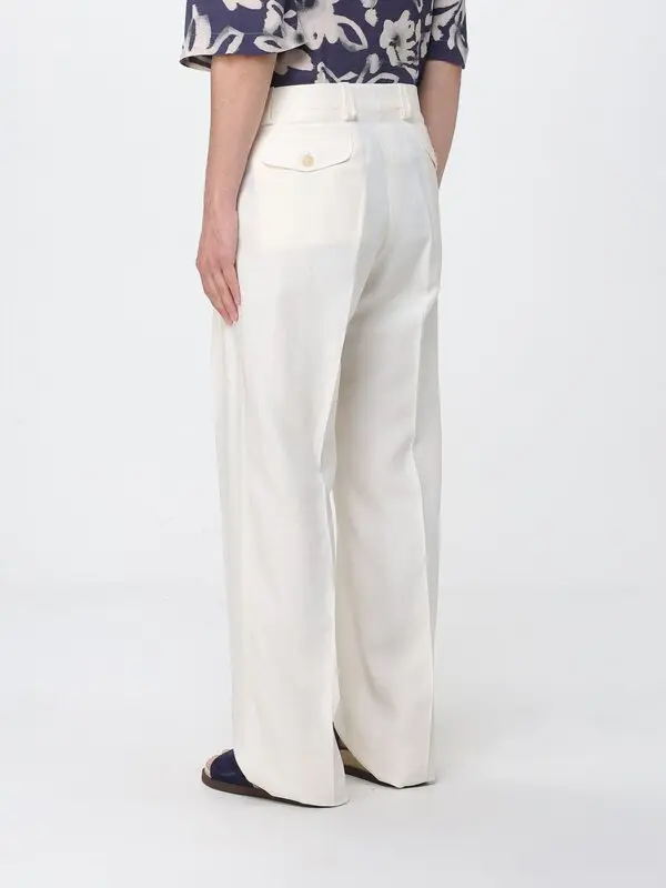 LANEUS Linen Wide Leg Trousers - Cream